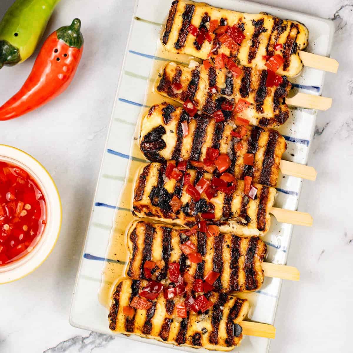 Sweet Chilli Halloumi Skewers - Felly Bull